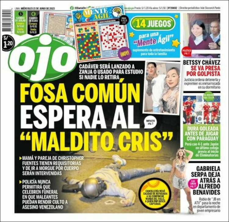 Periódico Ojo (Perú). Periódicos de Perú. Edición de jueves, 22 de ...