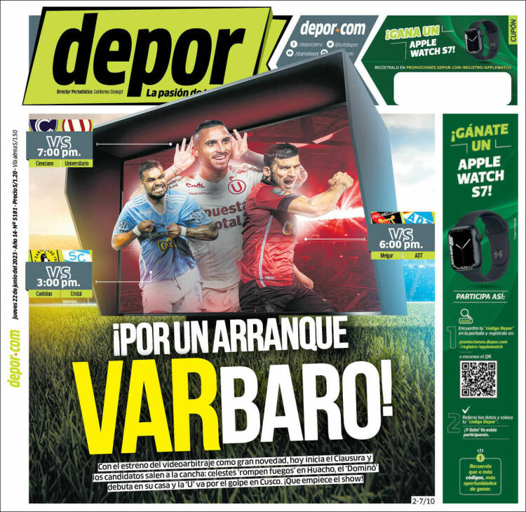 Periódico Depor (Perú). Periódicos de Perú. Edición de viernes, 23 de ...