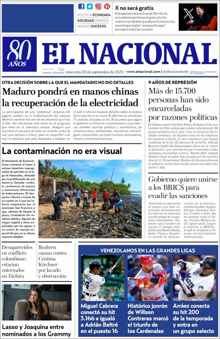 Periódico El Nacional (Venezuela). Periódicos de Venezuela. Edición de ...