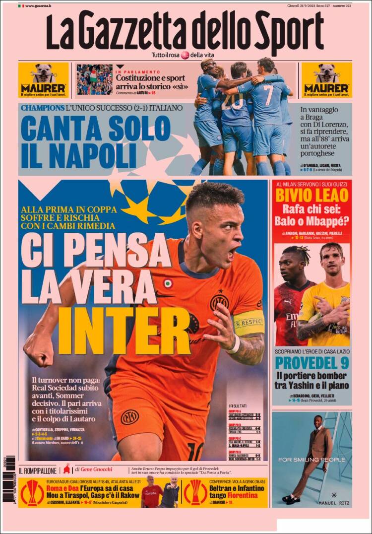 Periódico La Gazzetta dello Sport (Italia). Periódicos de Italia ...