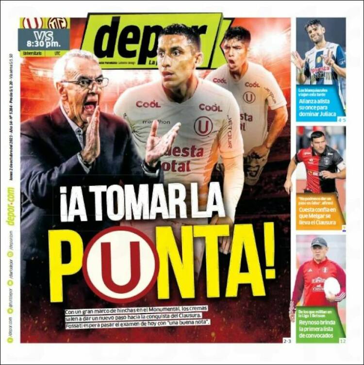 Periódico Depor (Perú). Periódicos de Perú. Edición de martes, 3 de ...