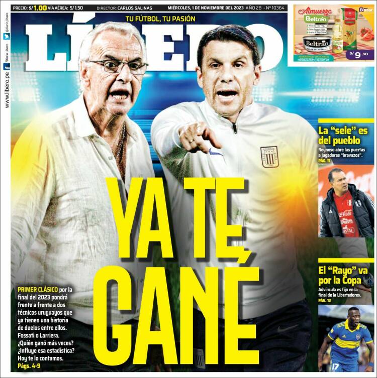 Periódico Líbero (Perú). Periódicos de Perú. Edición de miércoles, 1 de ...