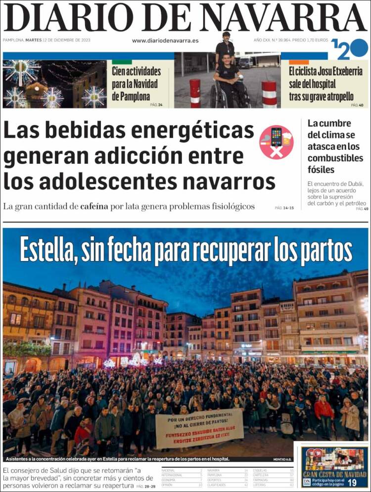 Periódico Diario de Navarra (España). Periódicos de España. Edición de ...