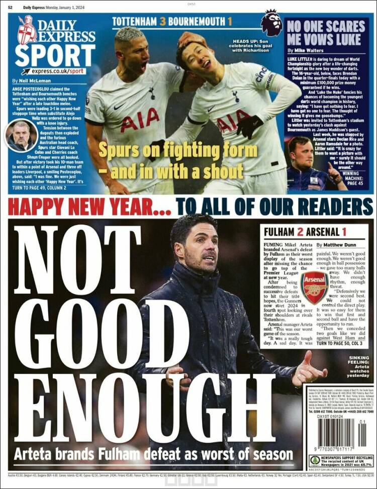 Journal Express Sport (Royaume-Uni). Les Unes des journaux de Royaume ...