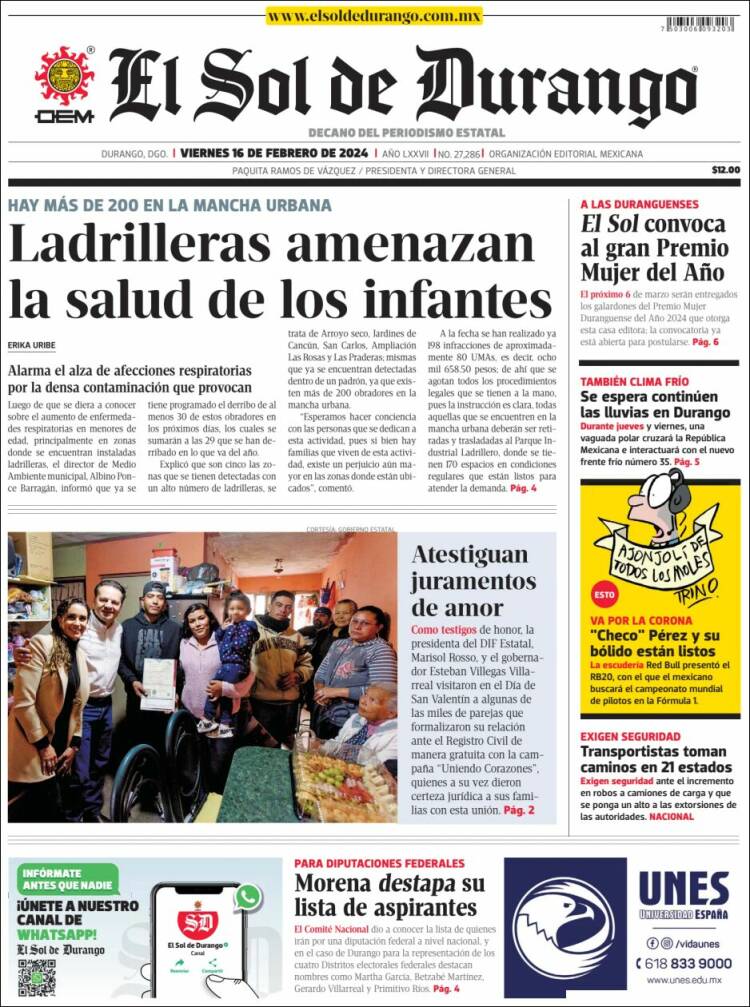Periódico El Sol de Durango (México). Periódicos de México. Edición de ...