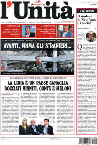 Newspaper l'Unità (Italy). Newspapers in Italy. Today's press covers ...