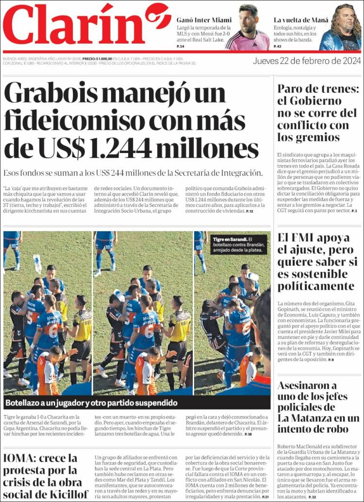 Newspaper Clarín (Argentina). Newspapers in Argentina. Today's press ...