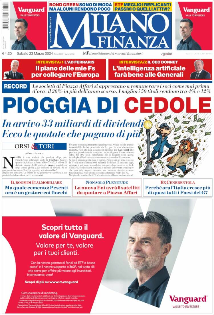 Newspaper Milano Finanza (Italy). Newspapers in Italy. Today's press ...