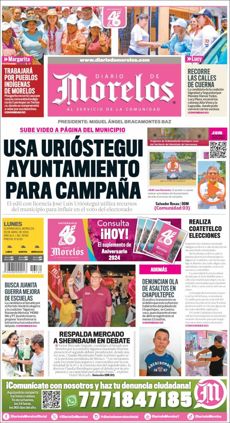 Periódico Diario de Morelos (México). Periódicos de México. Edición de ...