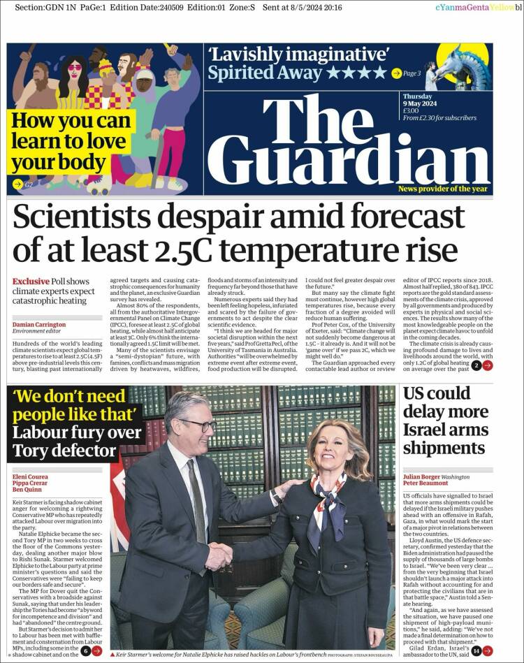 Journal The Guardian (Royaume-Uni). Les Unes des journaux de Royaume ...
