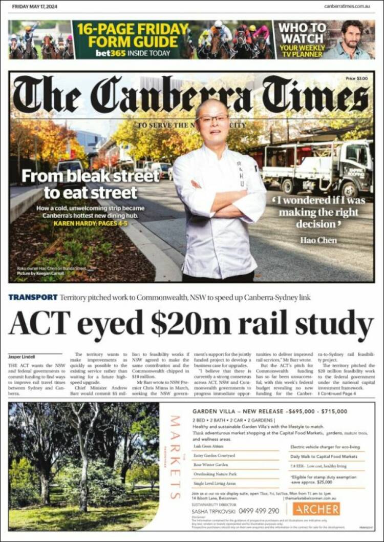Journal The Canberra Times (Australie). Les Unes des journaux de ...