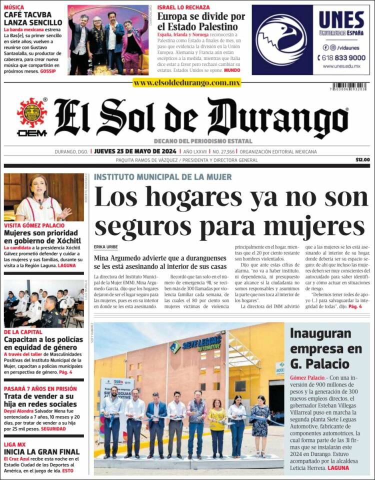 Periódico El Sol de Durango (México). Periódicos de México. Edición de ...