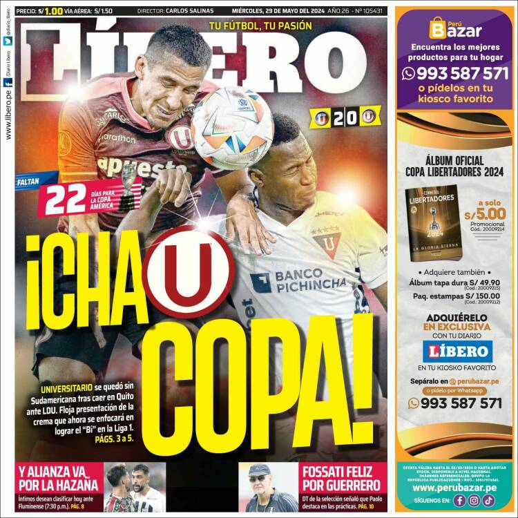 Periódico Líbero (Perú). Periódicos de Perú. Edición de miércoles, 29 ...