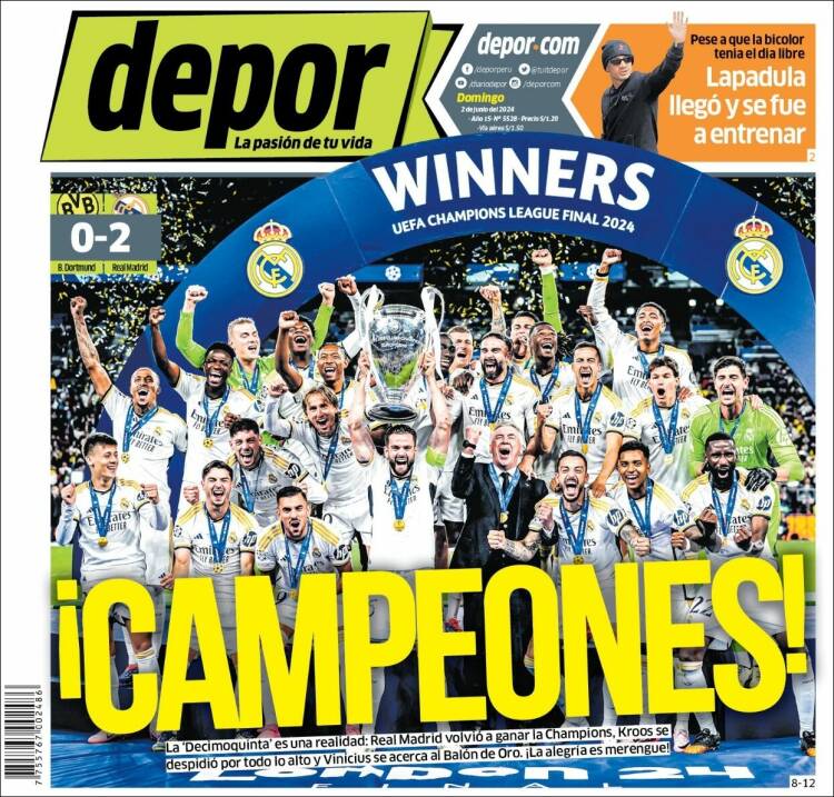 Periódico Depor (Perú). Periódicos de Perú. Edición de lunes, 3 de ...