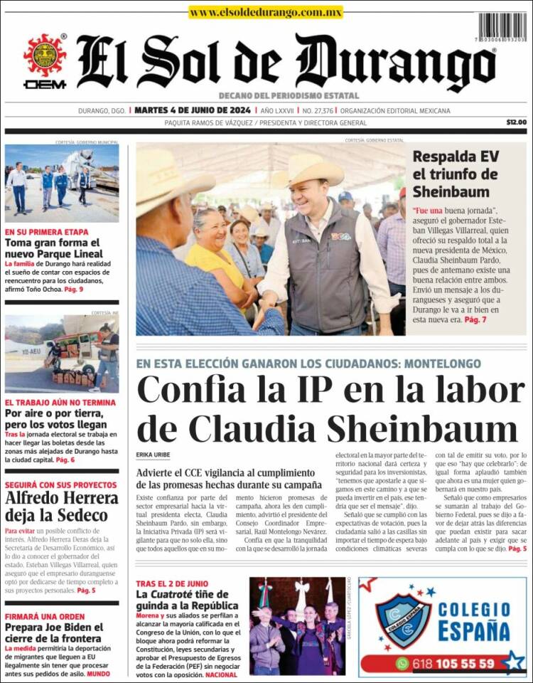 Periódico El Sol de Durango (México). Periódicos de México. Edición de ...