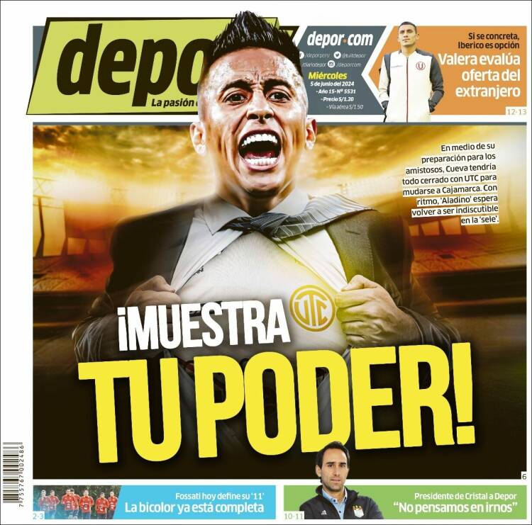 Newspaper Depor (Peru). Newspapers in Peru. Today's press covers ...