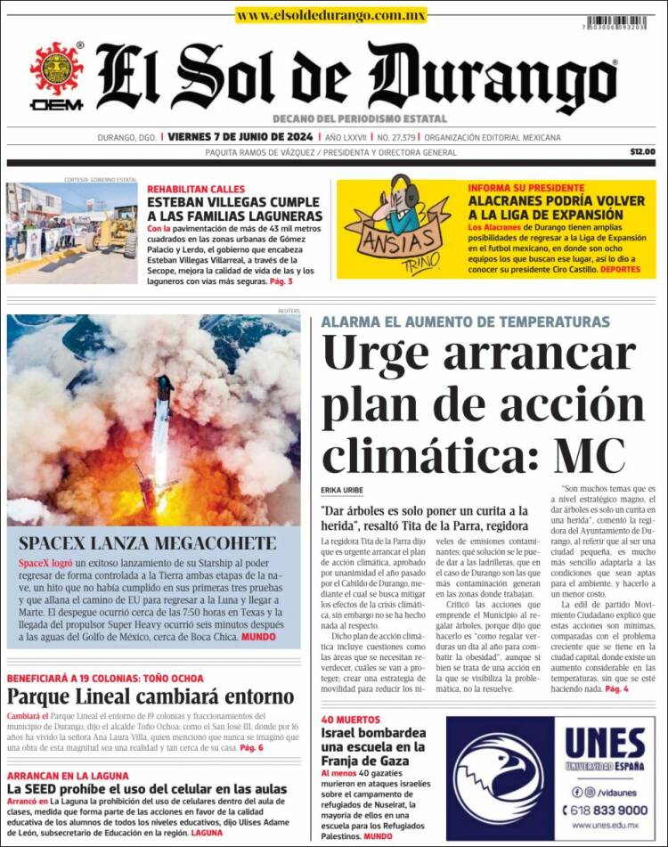 Periódico El Sol de Durango (México). Periódicos de México. Edición de ...