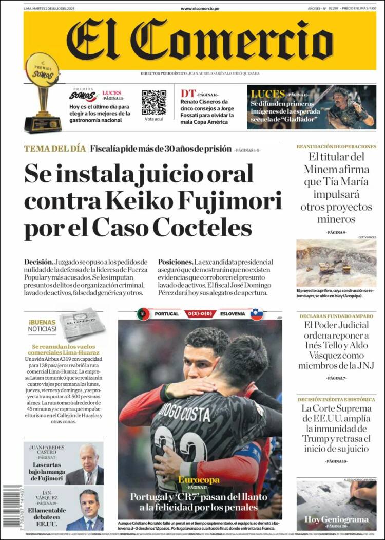 Newspaper El Comercio (Peru). Newspapers in Peru. Today's press covers ...