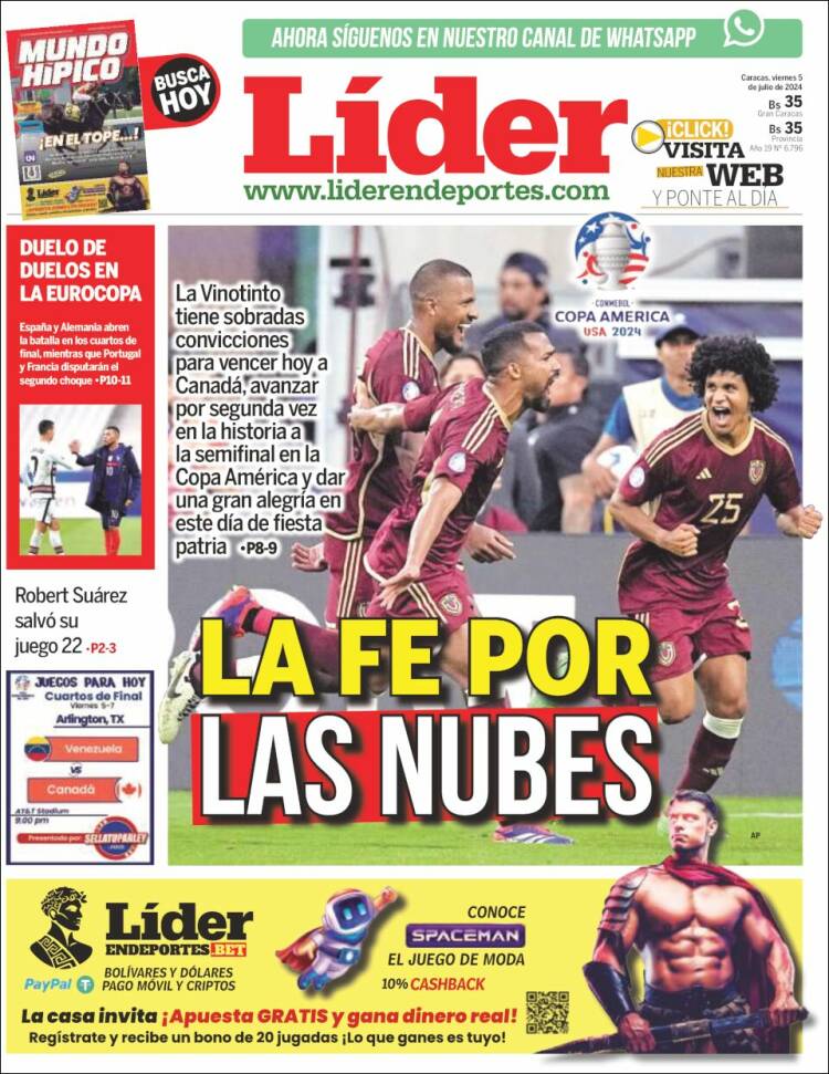 Periódico Lider en deportes (Venezuela). Periódicos de Venezuela ...