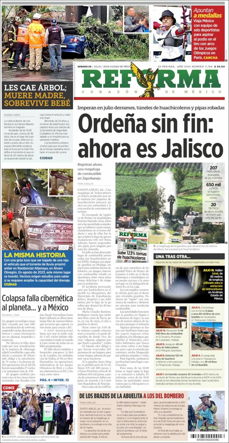 Newspaper Reforma (Mexico). Newspapers in Mexico. Today's press covers ...