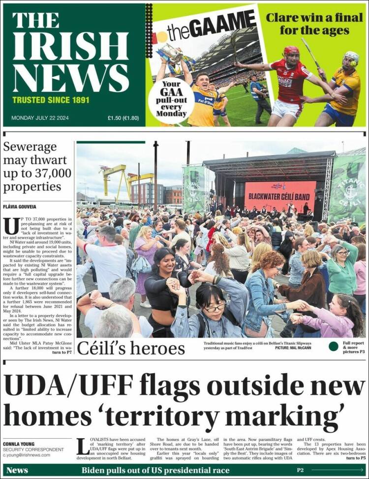 Periódico Irish News (Reino Unido). Periódicos de Reino Unido. Edición ...