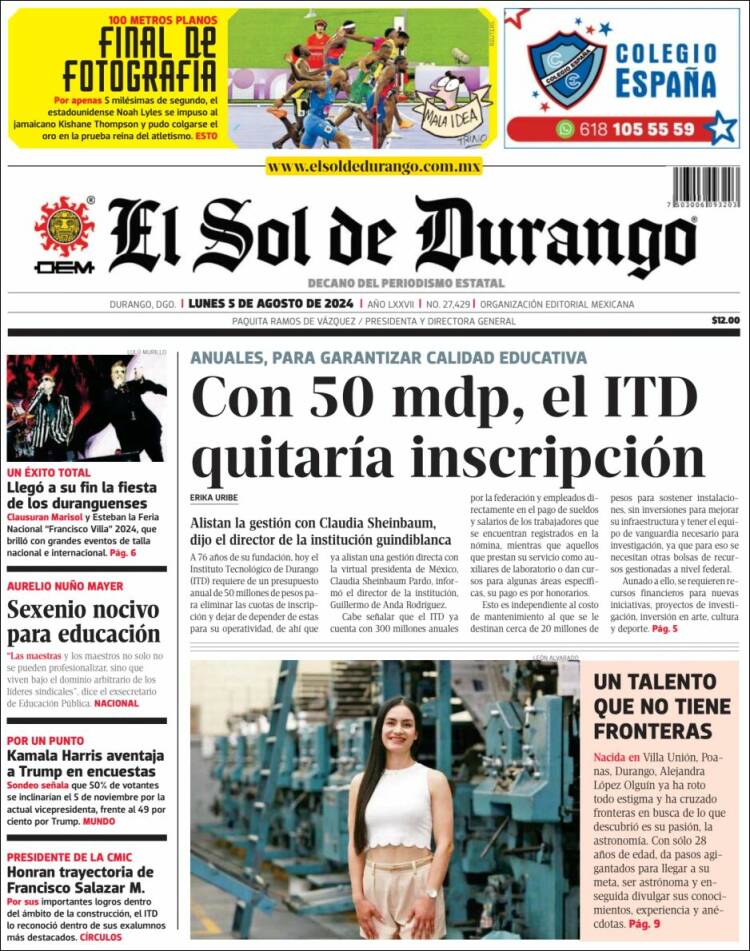 Periódico El Sol de Durango (México). Periódicos de México. Edición de ...