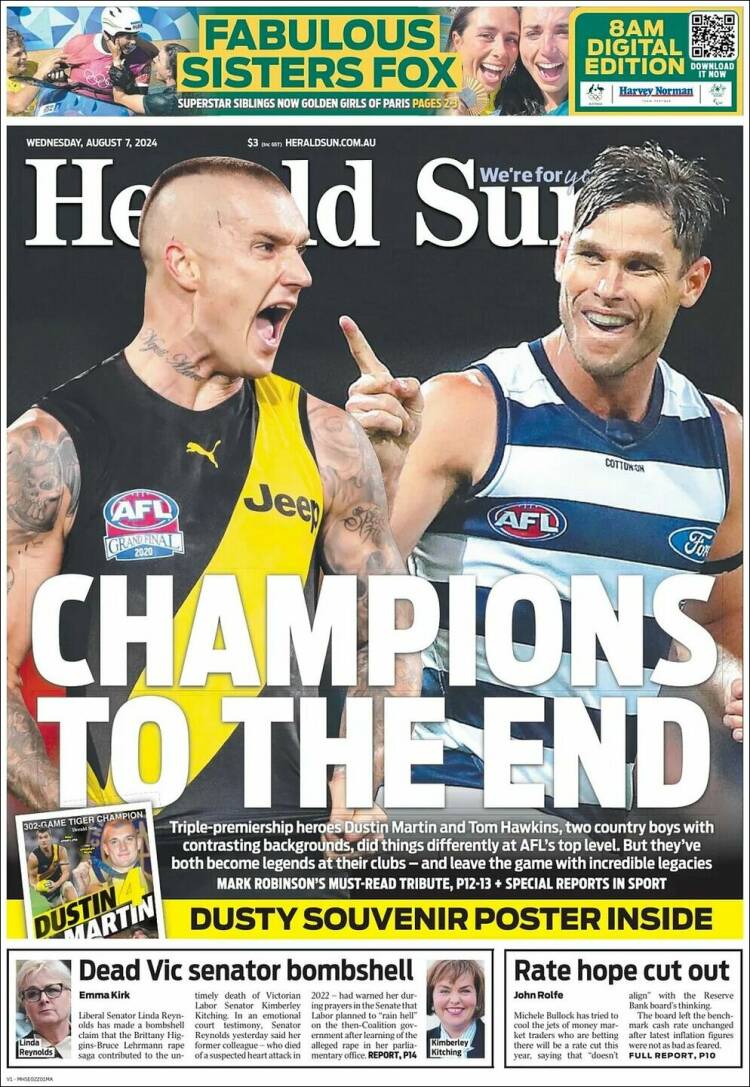 Newspaper Herald Sun (Australia). Newspapers in Australia. Today's ...