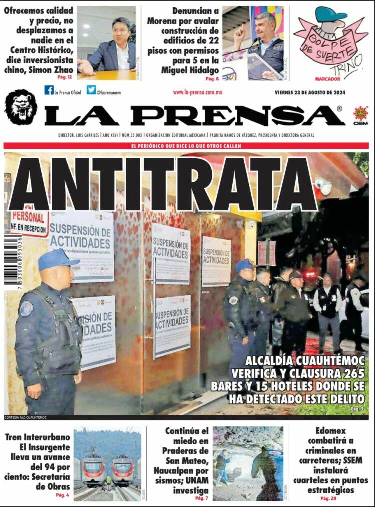 Newspaper La Prensa (Mexico). Newspapers in Mexico. Today's press ...
