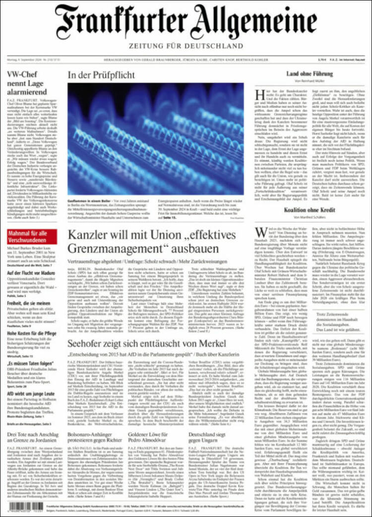 Newspaper Frankfurter Allgemeine (Germany). Newspapers in Germany ...