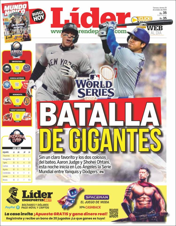 Periódico Lider en deportes (Venezuela). Periódicos de Venezuela ...