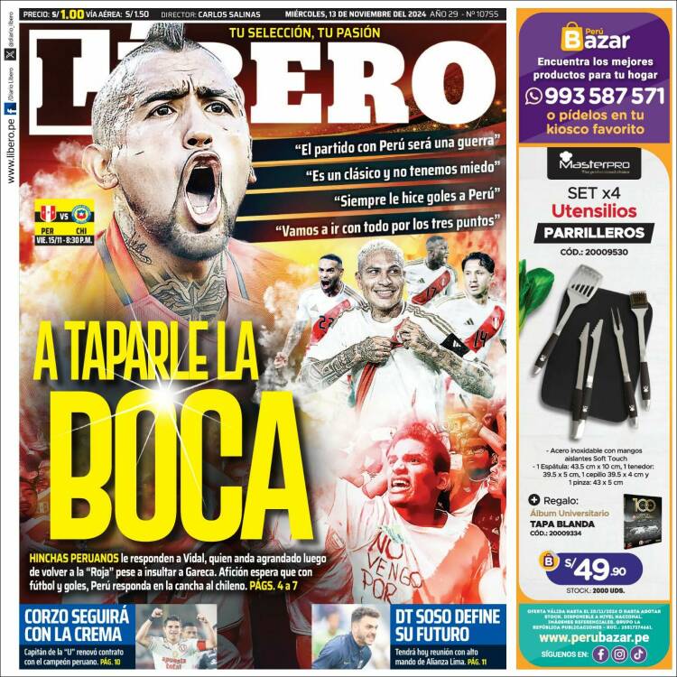 Periódico Líbero (Perú). Periódicos de Perú. Edición de miércoles, 13 ...