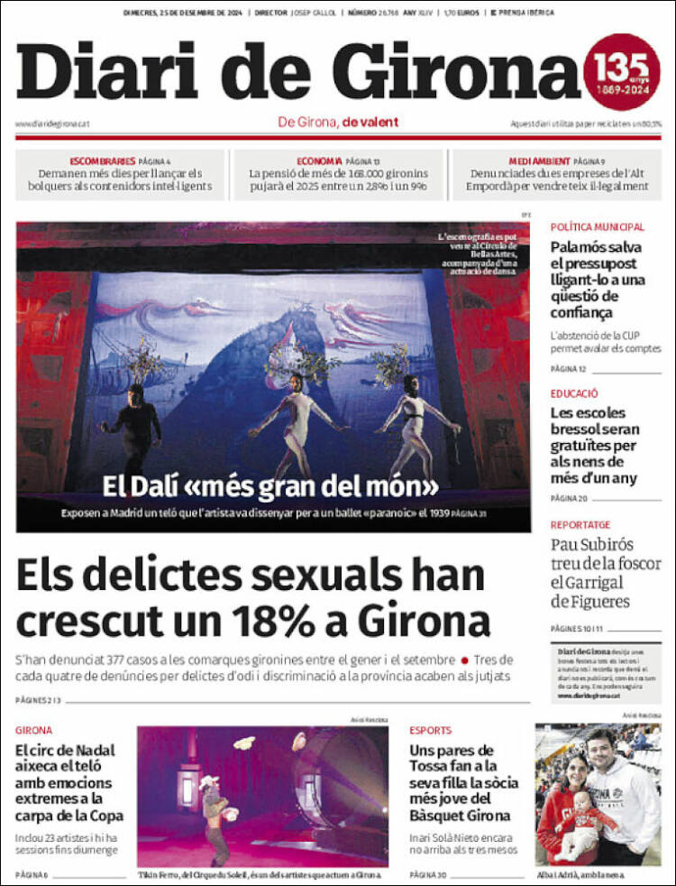 Periódico Diari de Girona (España). Periódicos de España. Edición de ...