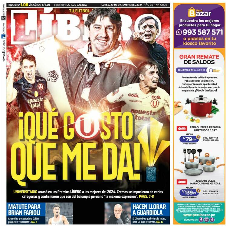 Periódico Líbero (Perú). Periódicos de Perú. Edición de lunes, 30 de ...