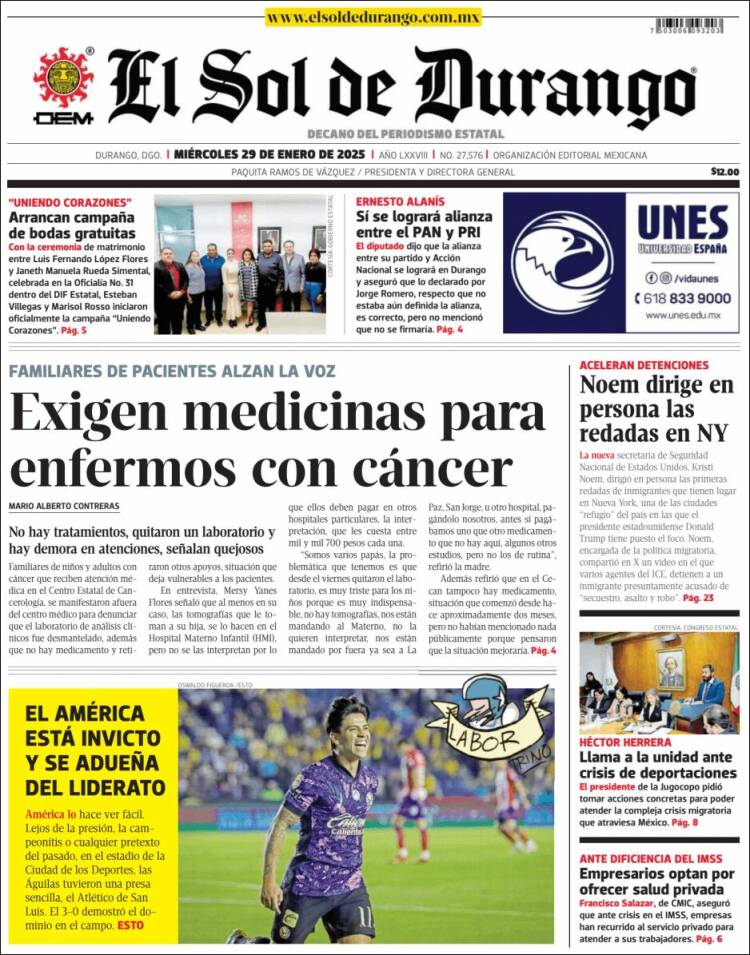Periódico El Sol de Durango (México). Periódicos de México. Edición de ...