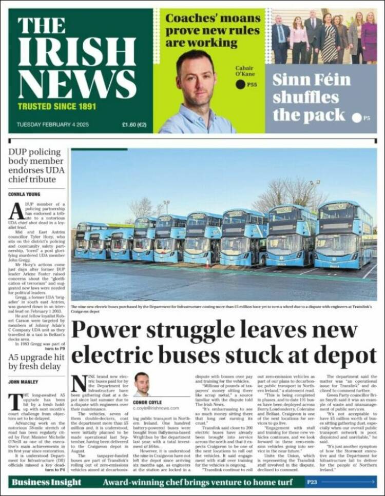 Periódico Irish News (Reino Unido). Periódicos de Reino Unido. Edición ...