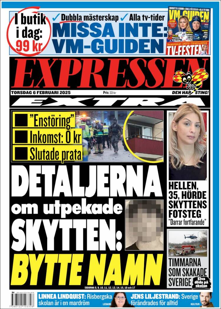 Periódico Expressen (Suecia). Periódicos de Suecia. Edición de jueves ...