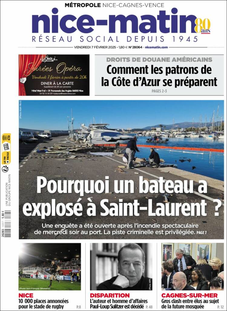 Journal Nice-Matin (France). Les Unes des journaux de France. Toute la ...