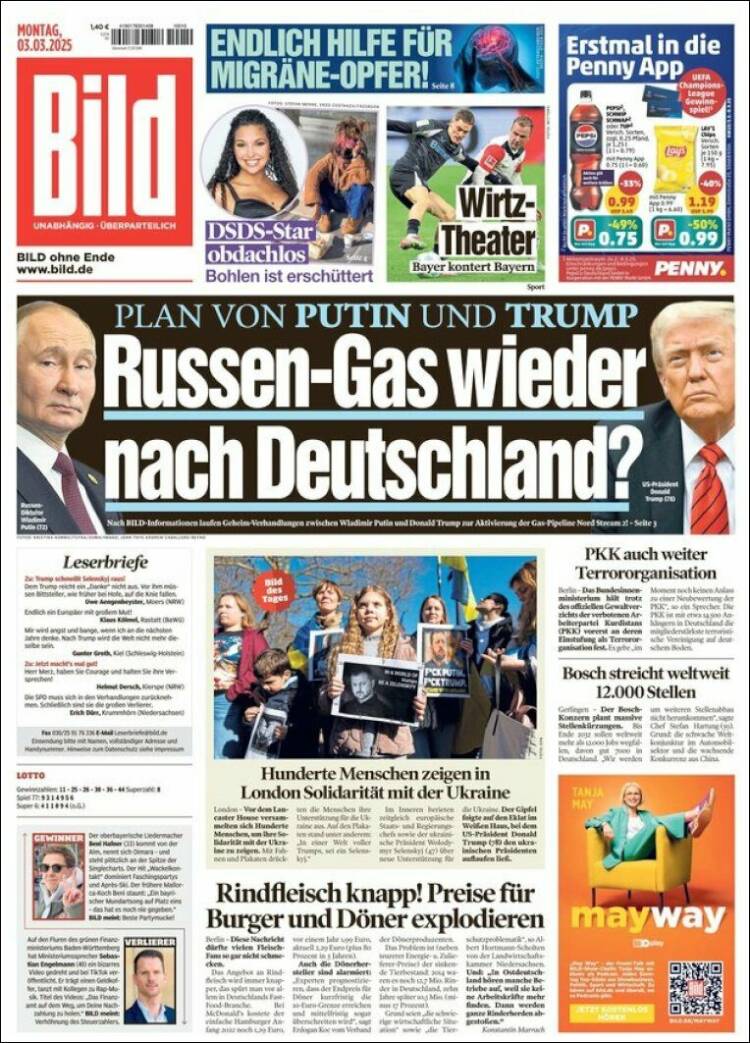 Journal Bild (Allemagne). Les Unes des journaux de Allemagne. Toute la ...