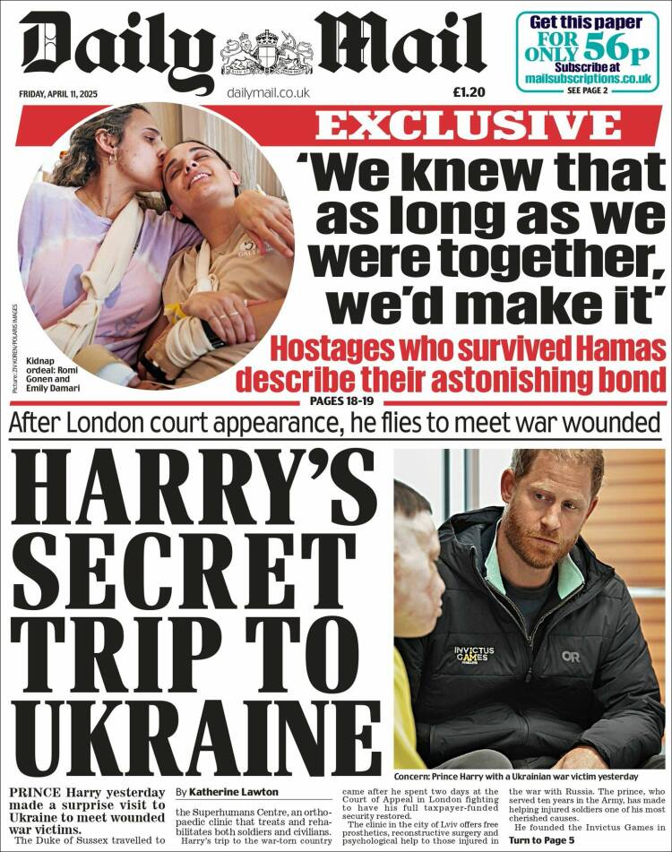 Journal Daily Mail (Royaume-Uni). Les Unes des journaux de Royaume-Uni ...