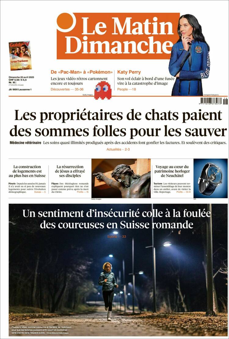 Periódico Le Matin (Suiza). Periódicos de Suiza. Edición de domingo, 20 ...
