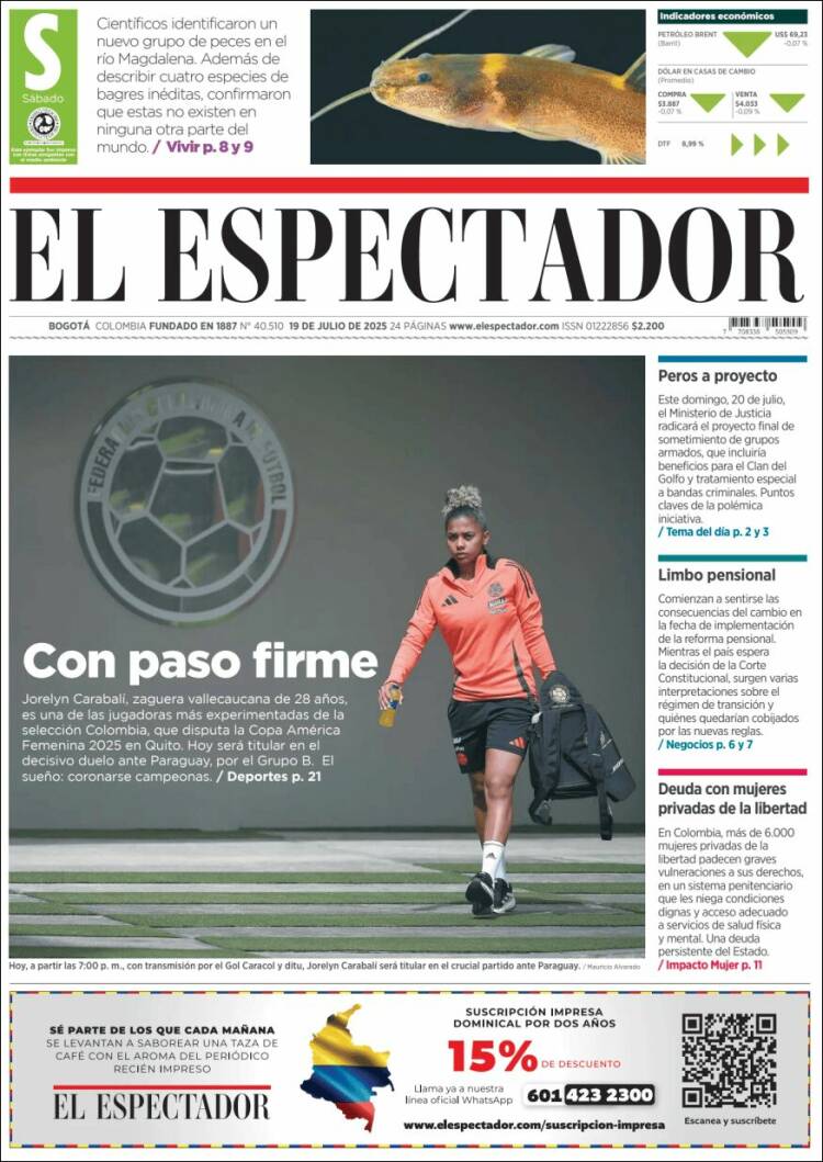 Periódico El Espectador (Colombia). Periódicos de Colombia. Edición de ...