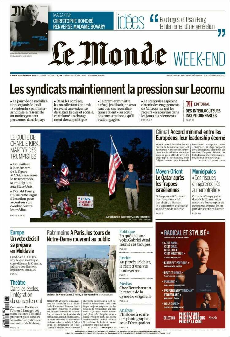 Newspaper Le Monde (France). Newspapers in France. Saturday's edition ...