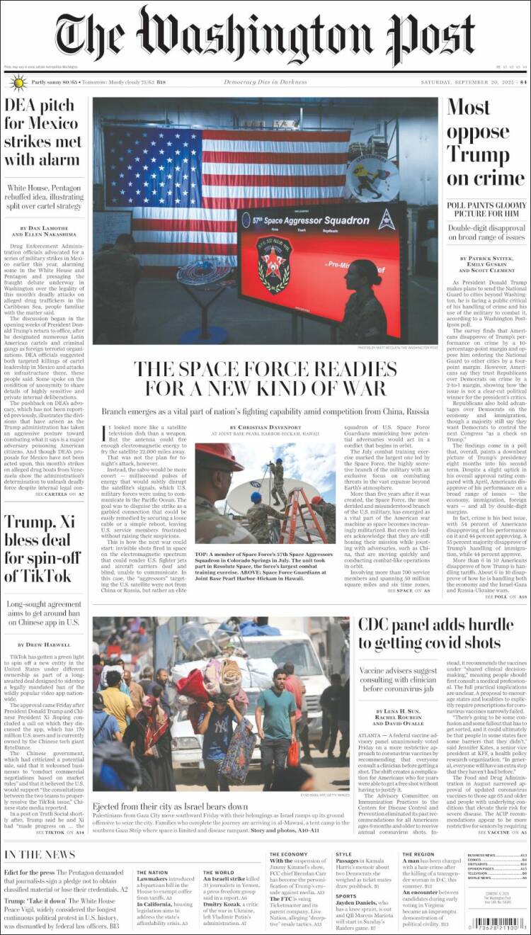 Newspaper The Washington Post (USA). Newspapers in USA. Today's press ...