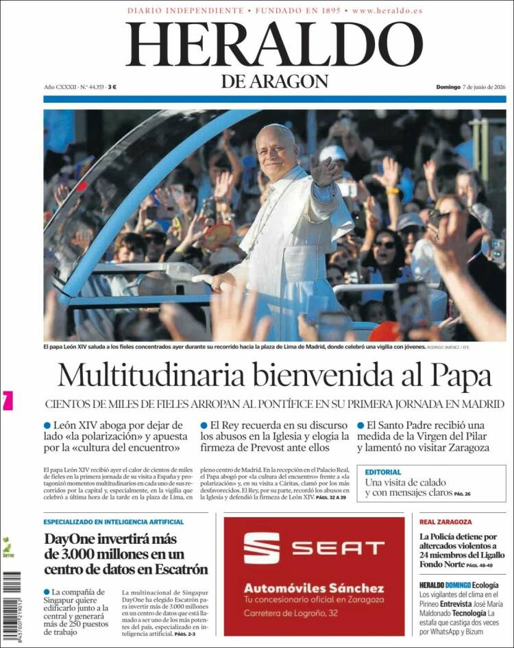 Periódico Heraldo de Aragón (España). Periódicos de España. Edición de ...